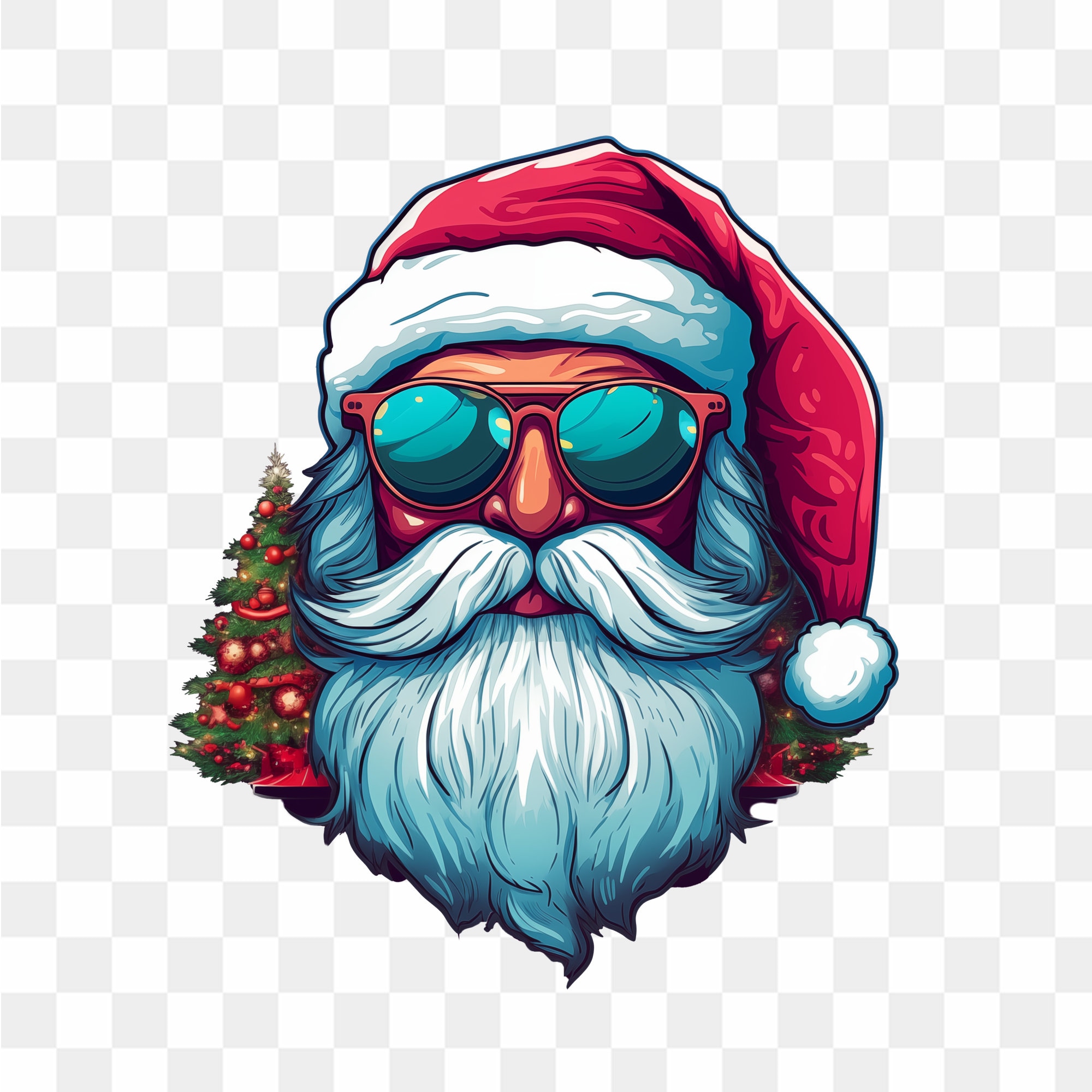 Premium Santa With Sunglasses SVG, Cool Santa PNG, Cool Santa Art, Xmas ...
