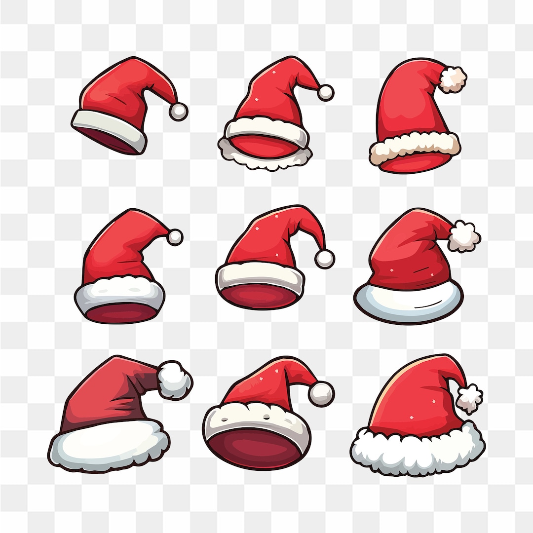 Premium Santa Hats SVG Bundle, Cute Xmas Santa Hats PNG, Christmas ...