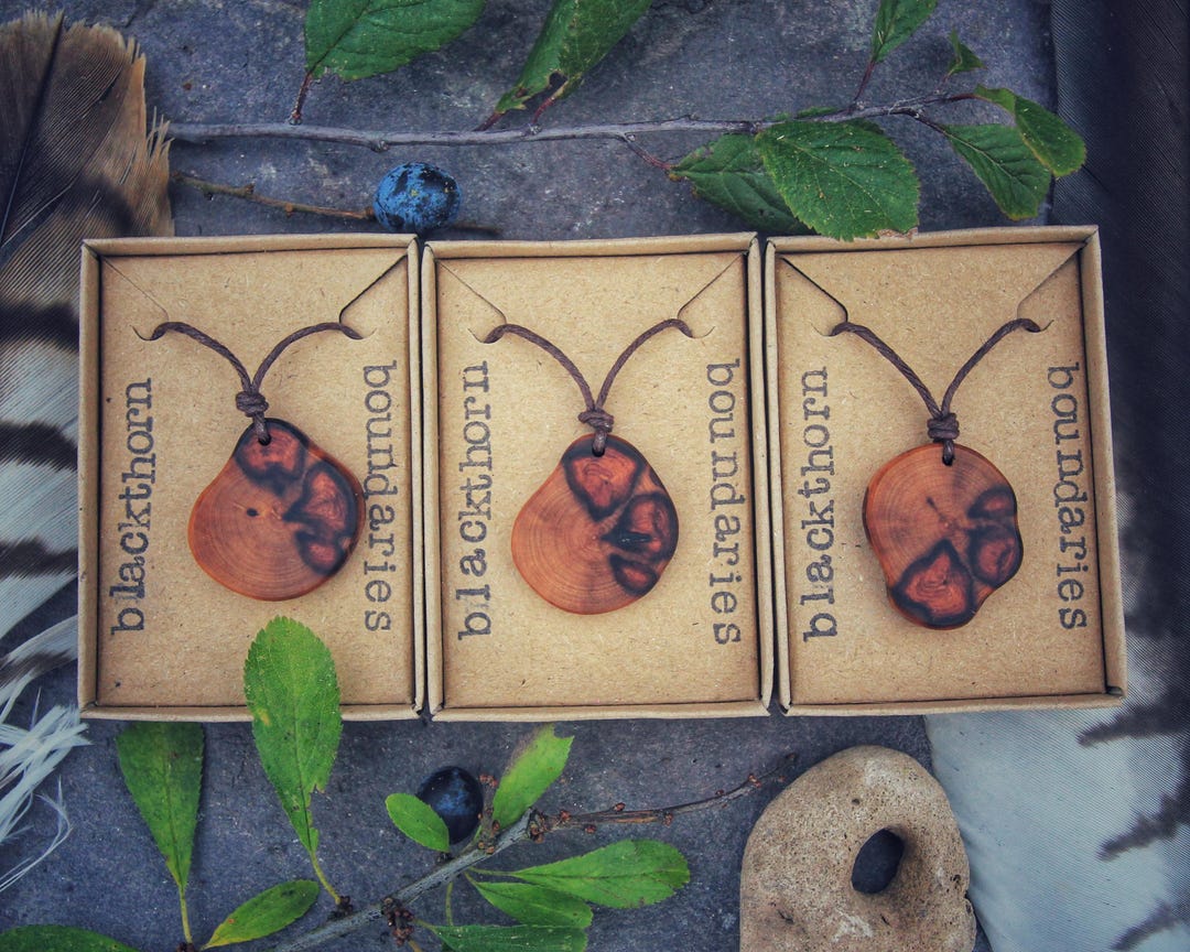 Blackthorn Wood Pendant. Boundaries. Samhain Collection. Crone. Hemp ...