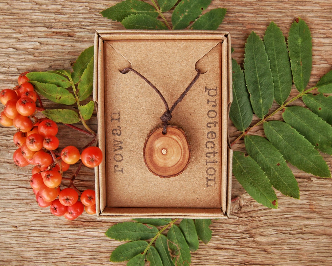 Rowan Wood Forest Pendant. Protection. Hand Carved to Order. Hemp Cord ...