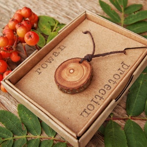 Rowan Wood Forest Pendant. Protection. Hand Carved to Order. Hemp Cord ...