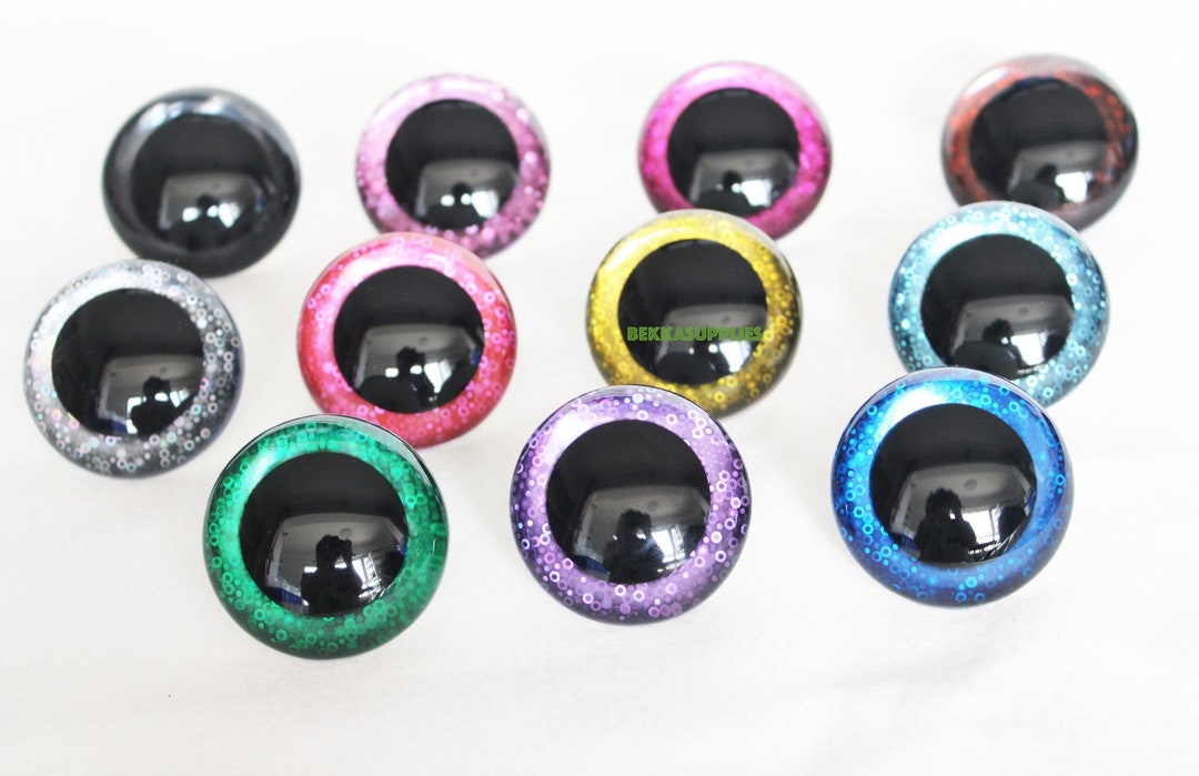 Size: 9mm-60mm Round Glitter Safety Eyes With Washer DIY Amigurumi ...