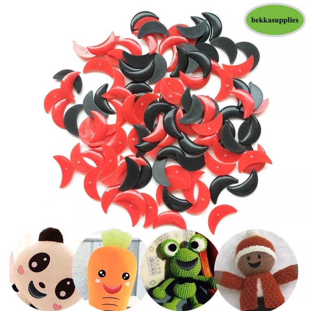 100pcs Red/black Doll Plastic Mouth Lip for Doll Plush Crochet Making ...