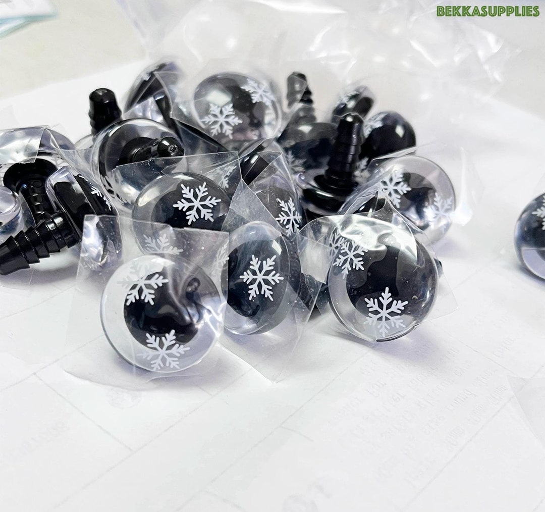 20pcs 9mm-35mm Clear 3D Safety Eyes With Black Pupil With Snowflake ...