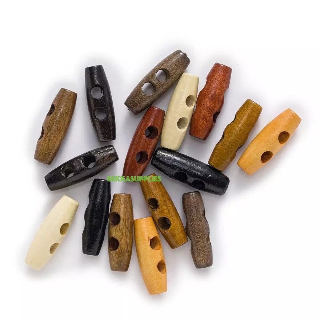 30/35/40/45/50/55/60mm - 10pcs Toggle Wood Button #sewing/needlework ...