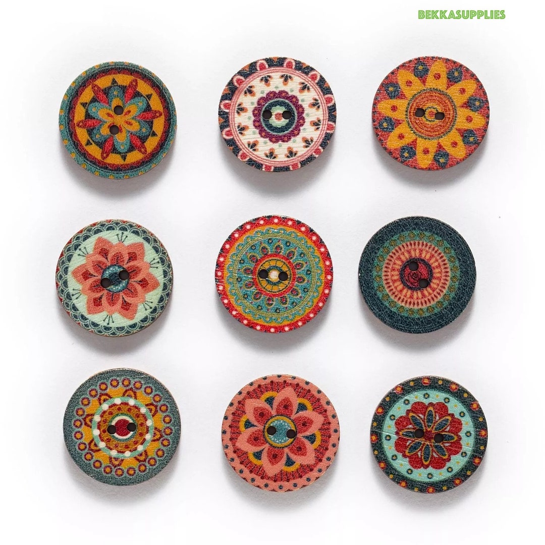 50pcs 15-25mm Retro Series Wood Button #sewing DIY Clothing #decorative ...