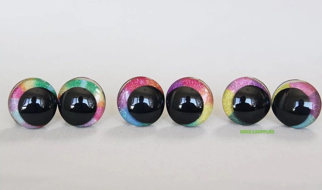 25mm 30mm 5 Pairs Cartoon 3D Glitter Plush Funny Toy Eyes DIY Amigurumi ...