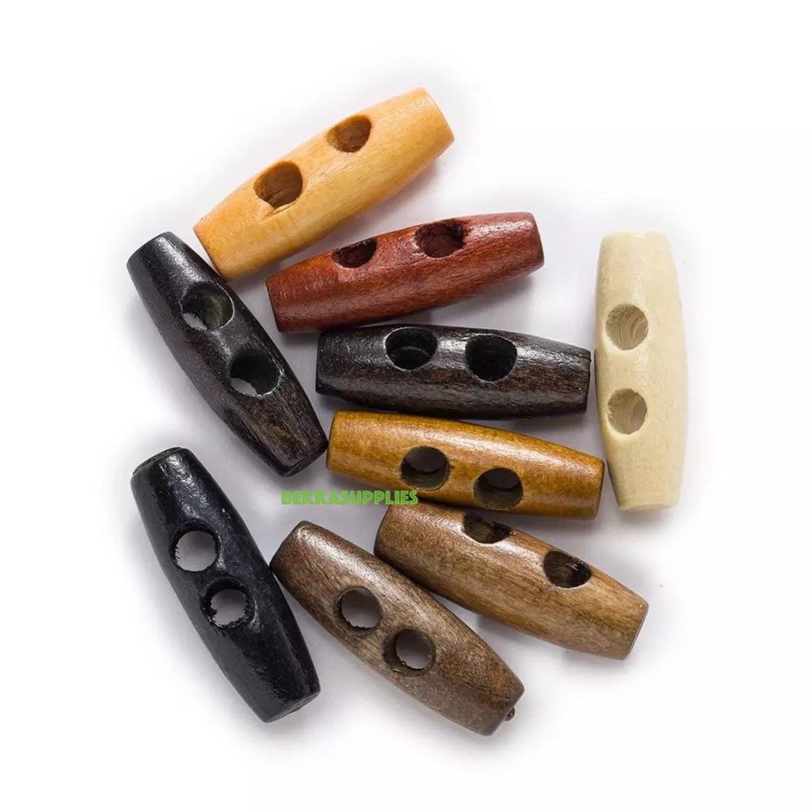 30/35/40/45/50/55/60mm - 10pcs Toggle Wood Button #sewing/needlework ...
