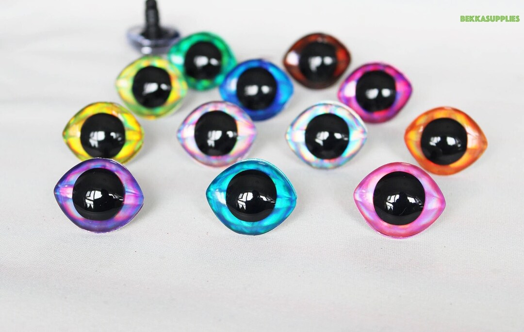 20x23mm / 23x28mm Oval Shaped Trapezoid Glitter Safety Toy Eyes With ...