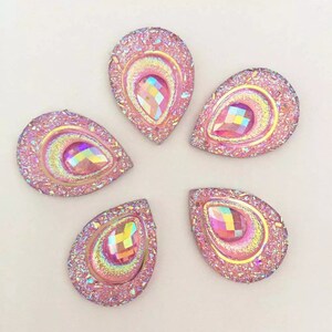 20pcs 2-hole AB Resin Teardrop Peacock Eye Flat Back Rhinestone ...