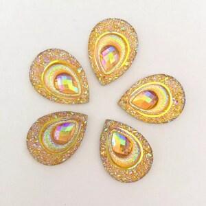 20pcs 2-hole AB Resin Teardrop Peacock Eye Flat Back Rhinestone ...