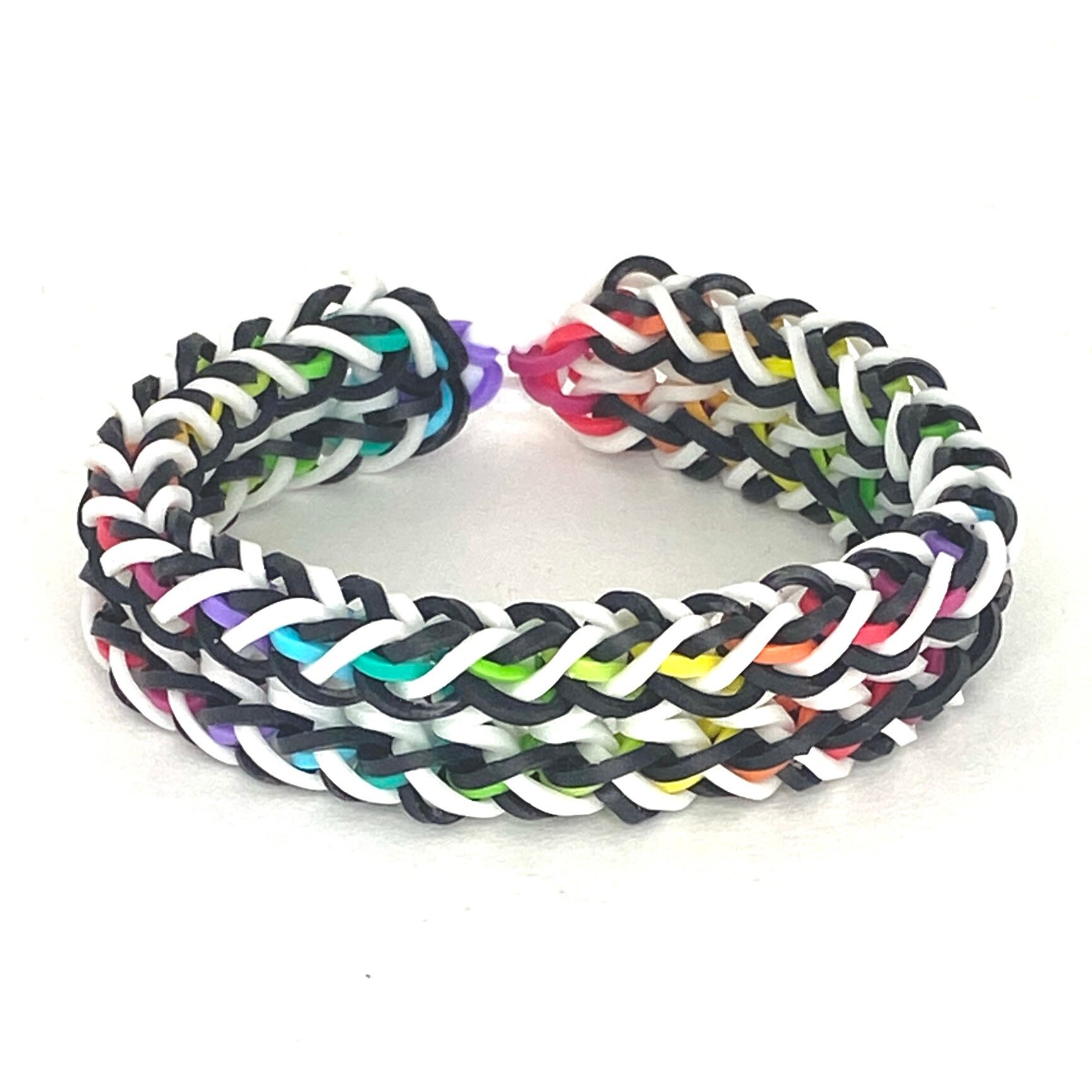 Rainbow Tire Track Black and White Rainbow Loom Rubber Band - Etsy