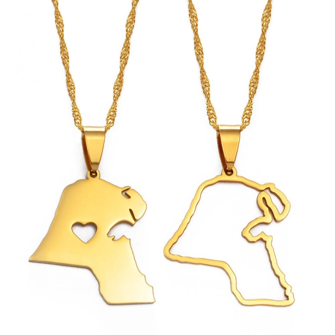 KUWAIT Necklace 18K Gold Plated Map of Kuwait Kuwaiti - Etsy
