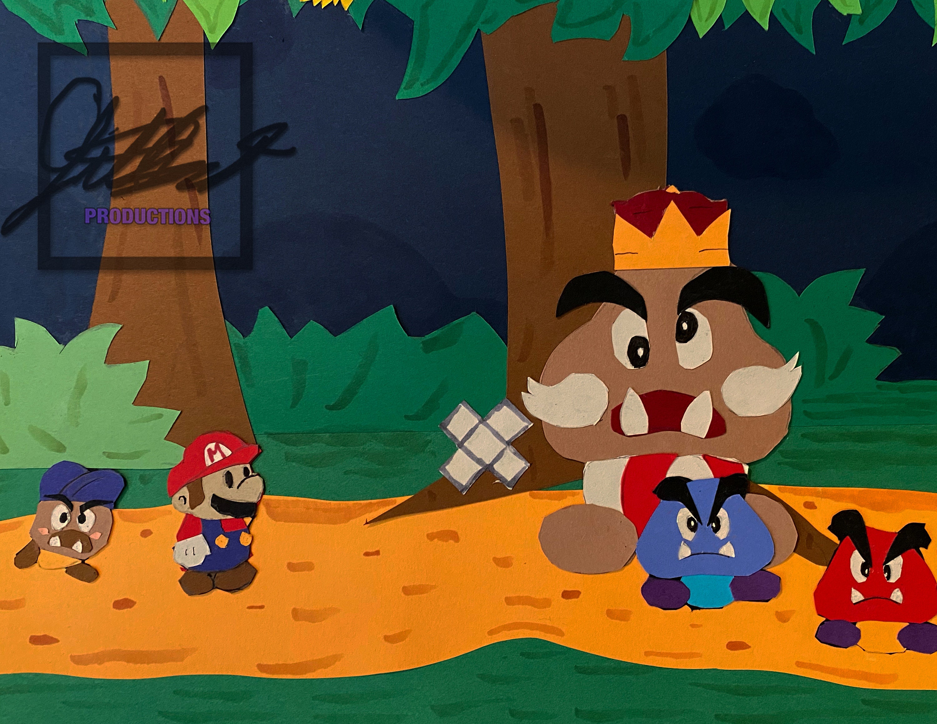 Mario Vs. King Goomba - Paper Craft - Etsy