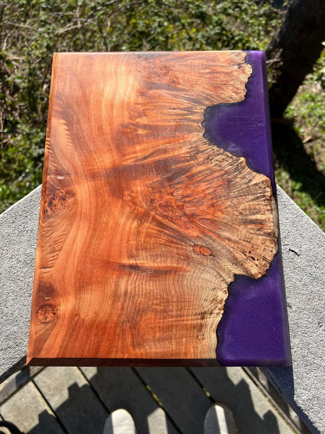 Beautiful River Style Myrtlewood and Purple Epoxy Cutting/serving Board ...