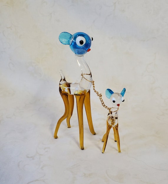 Small-scale Vintage Hand Blown Glass Doe and Fawn Display - Etsy