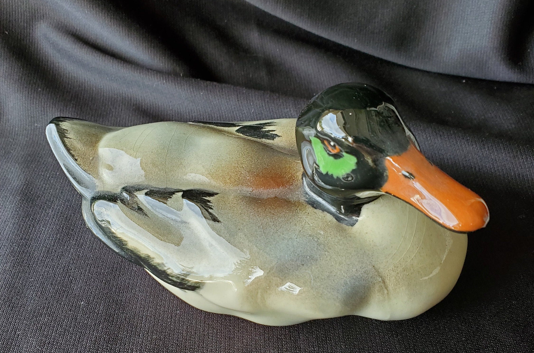 Vintage Ceramic Duck Figurine - Etsy