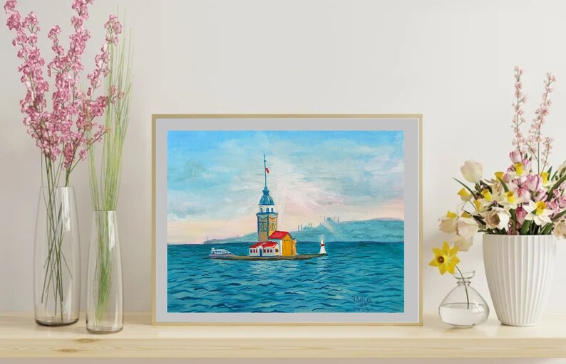 Maiden Tower Istanbul Original Painting Cityscape Available Artwork 8 ...