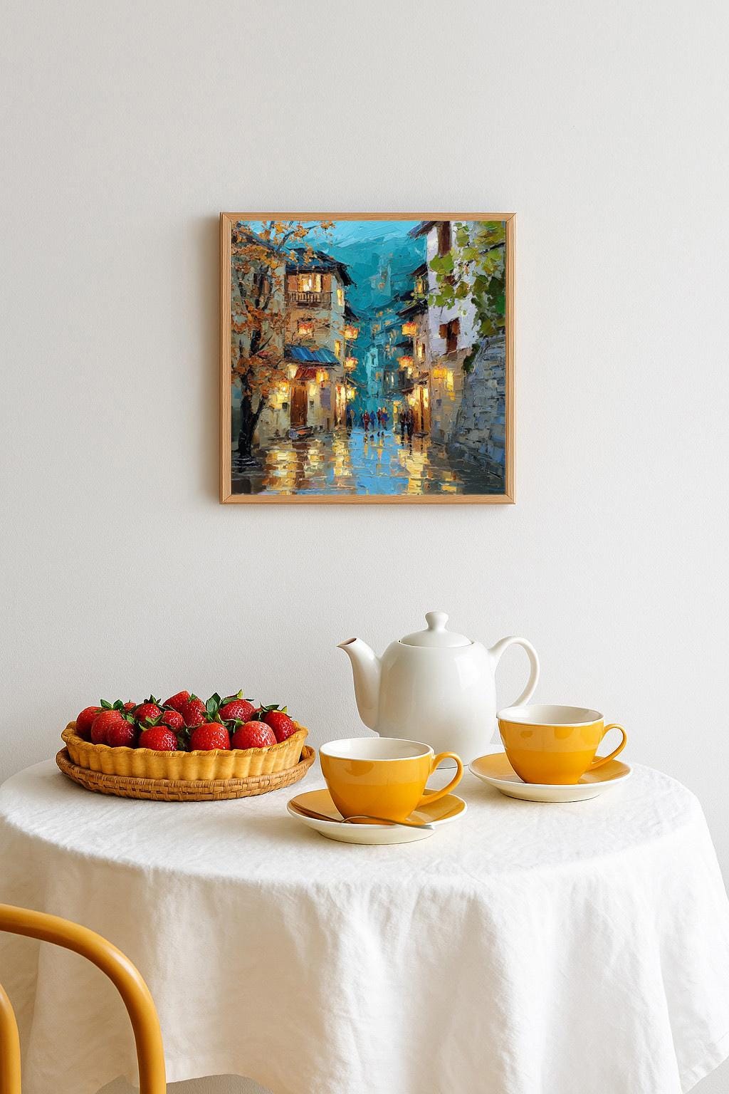 China Lantern Street Painting – Chinese Old Town Wall Art, Asian ...