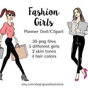 Fashion Girls Clipart Set, Illustration Clipart, Planner Doll, Planner ...