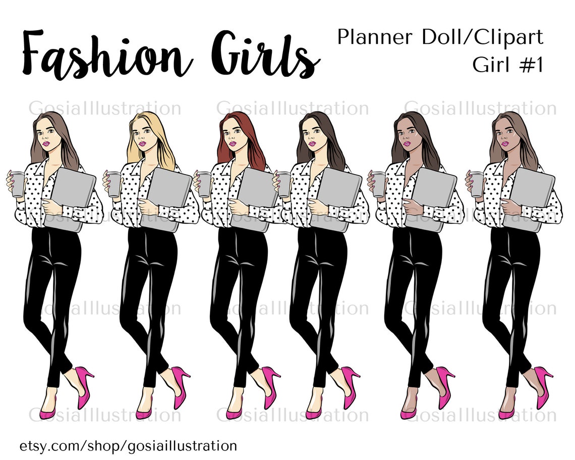 Fashion Girls Clipart Set, Illustration Clipart, Planner Doll, Planner ...