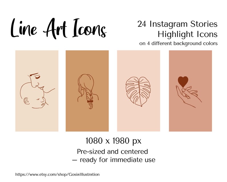 Line Art Instagram Highlight Icons, Female Line Art Instagram Story ...