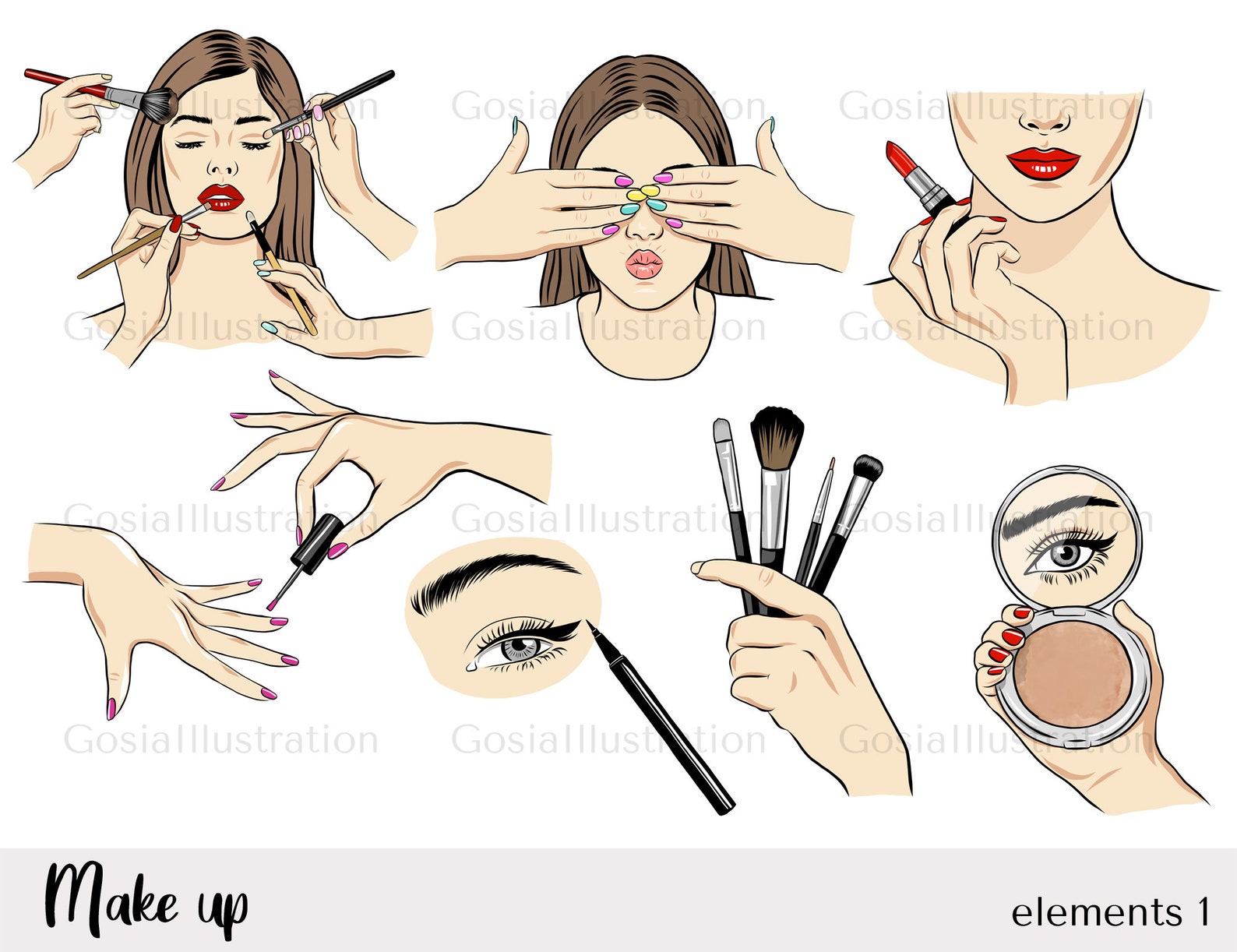 Make up Clipart, Beauty Illustrations, Cosmetic Set, Cosmetic Clipart ...