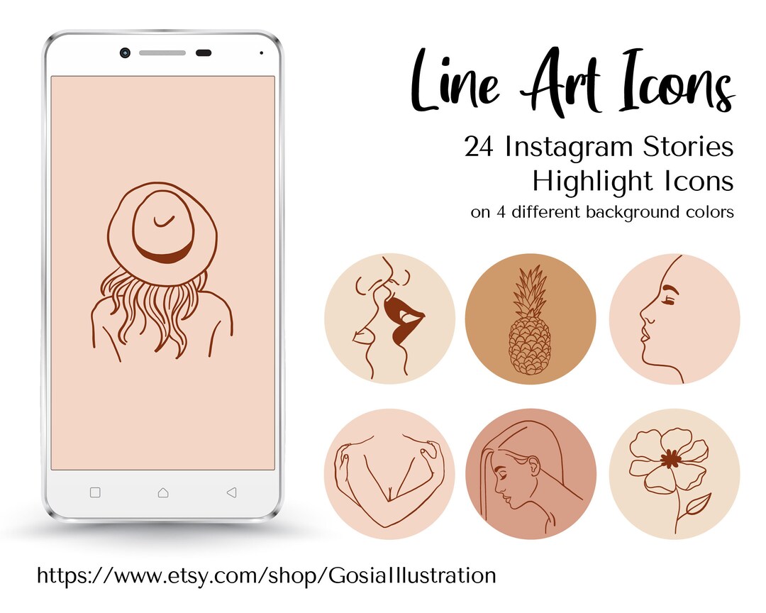 Line Art Instagram Highlight Icons, Female Line Art Instagram Story ...