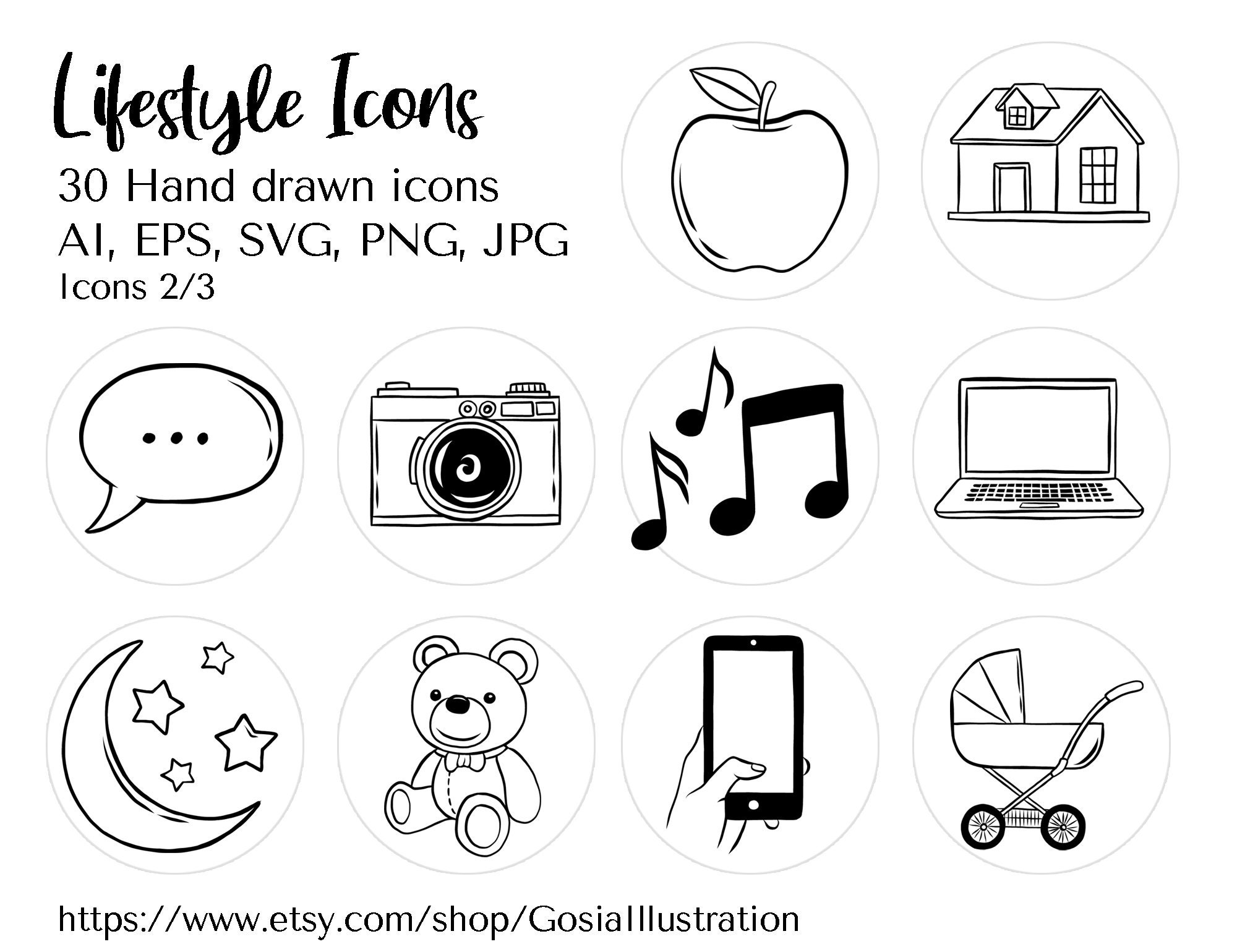 Lifestyle Vector Icons Set, EPS, AI, Png, Svg, Logo Element, Everyday ...