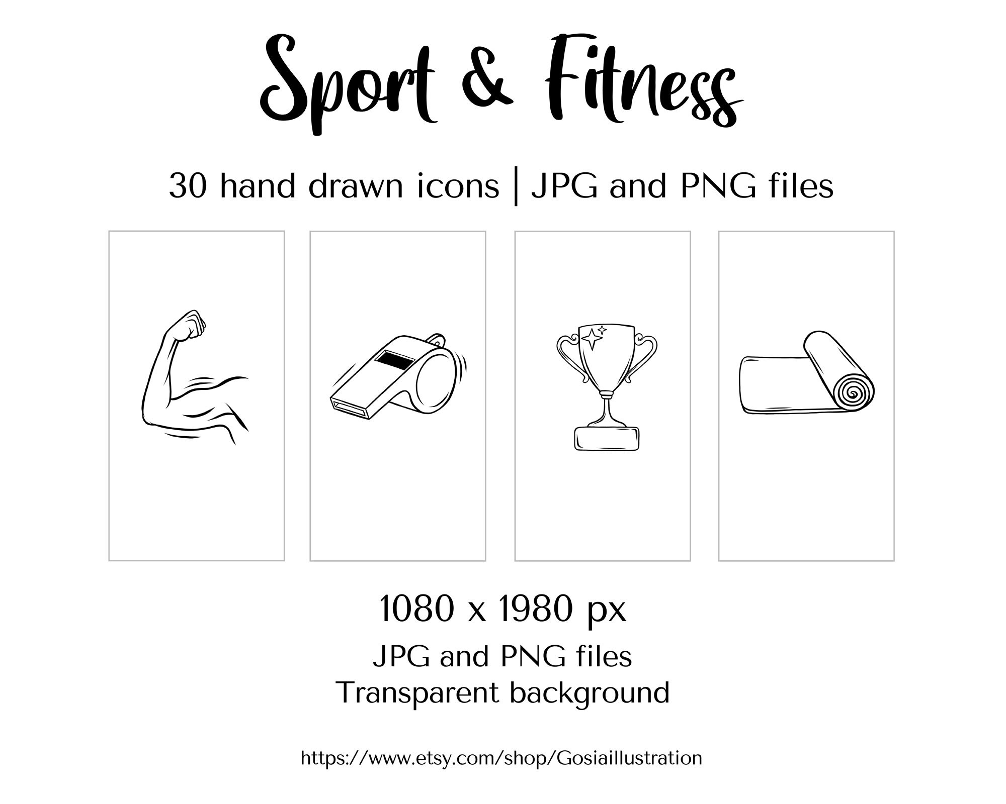 Sport & Fitness Icons, Health Hand Drawn Instagram Highlight Icons, Png ...