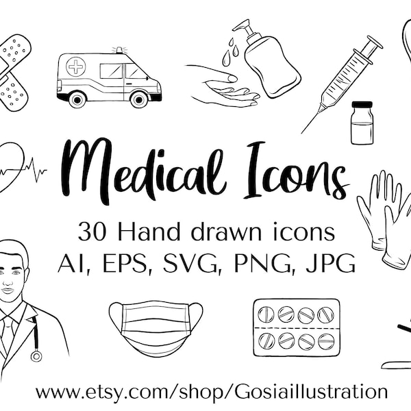 Hospital Hand Drawn Clip Art - Etsy