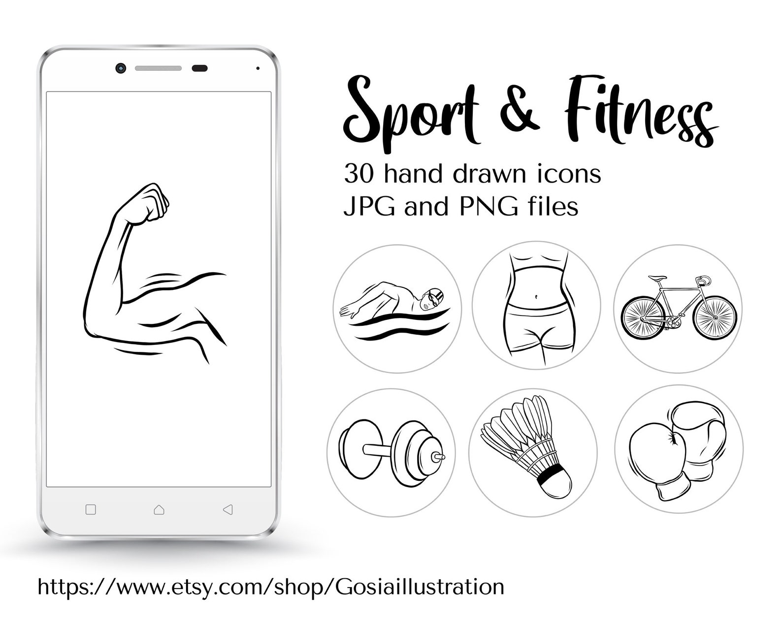 Sport & Fitness Icons, Health Hand Drawn Instagram Highlight Icons, Png ...