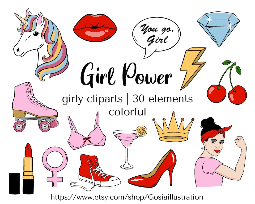 Girl Power - Cliparts Set, Feminist Clipart, Girl Empowerment, Women's ...