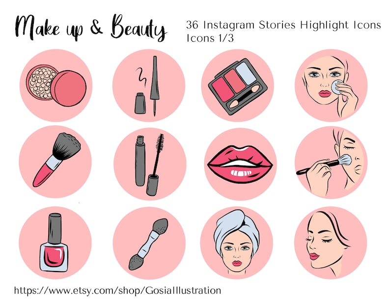Make up & Beauty Icons, Instagram Highlight Icons, Instagram Story Icon ...