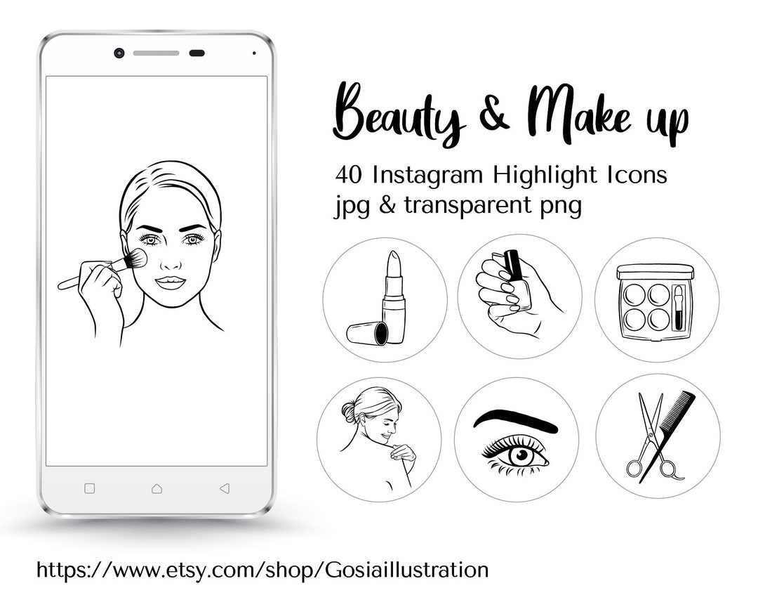Beauty & Make up Instagram Highlight Icons, Story Covers Icons, Hand ...