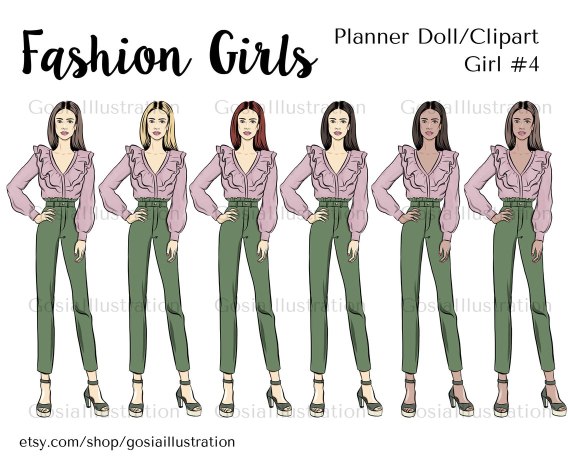 Fashion Girls Clipart Set, Illustration Clipart, Planner Doll, Planner ...