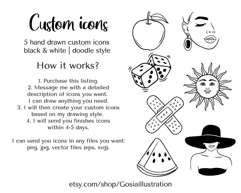 Custom Hand Drawn Icons, Black & White, Doodle Style, Instagram Story ...