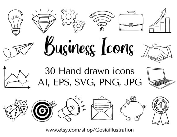 Business Vector Icons Set EPS AI Png Svg Logo Element | Etsy