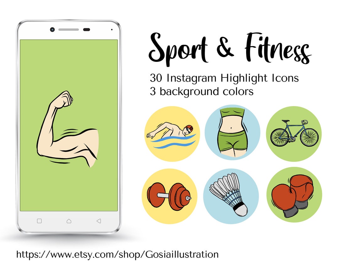 Sport Instagram Highlight Icons, Fitness & Health Hand Drawn Icons ...