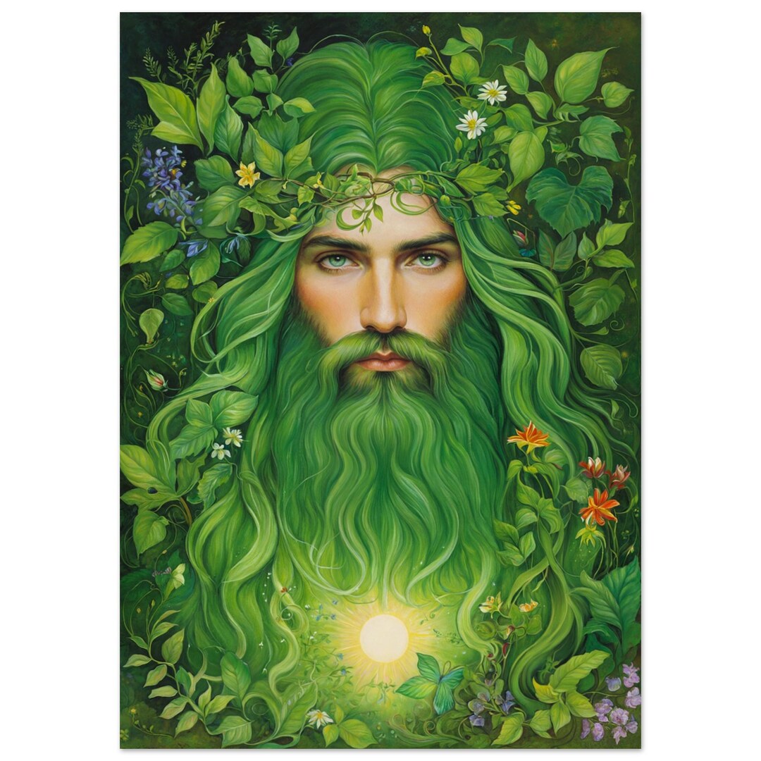 Green Man Fine Art Poster - Mythical Druid Print - Vibrant Giclée Wall ...