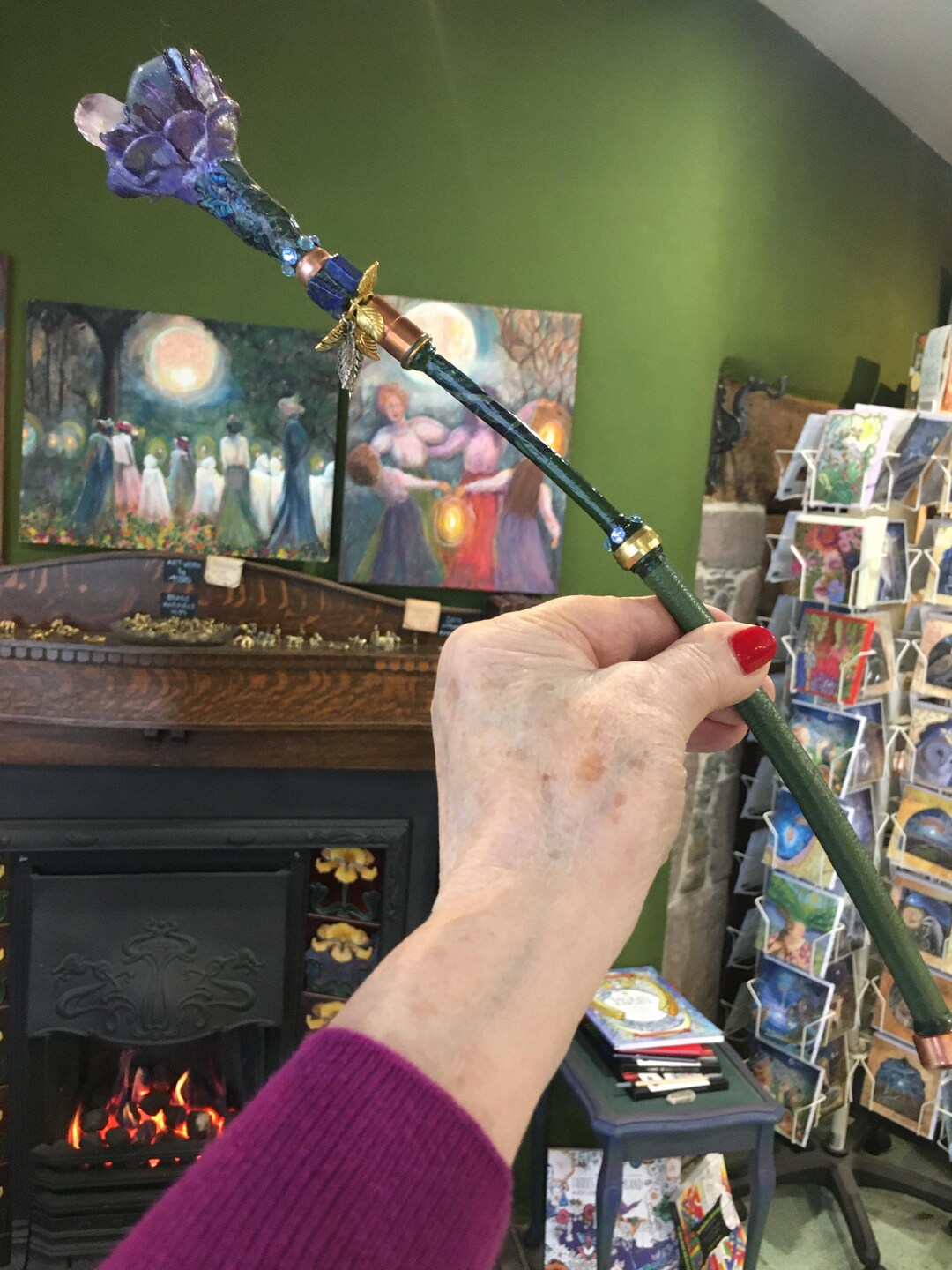 Hand Sculpted Magic Wand: Amethyst & Blue Quartz, Elemental Blessing - Etsy