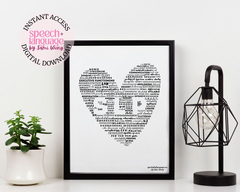 SLP Word Cloud Heart Poster | Speech Therapy Office Decor (digital ...