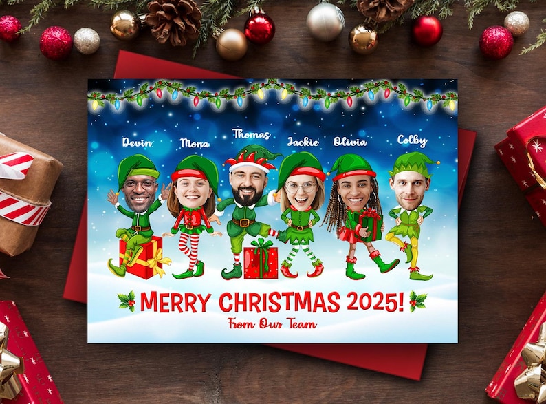 Funny Corporate Christmas Card With Employees Like Elves - Etsy