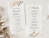 Boho Wedding Program front and Back Downloadable Template - Etsy