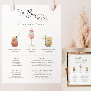 Bar Menu Template DIY - Bar Menu Wedding - Drink Menu - Downloadable ...