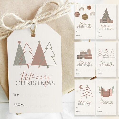 Printable Christmas Gift Tags Set of 9 Christmas Tags Boho - Etsy