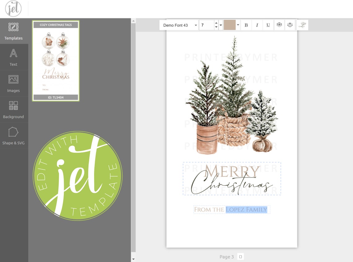 Printable Christmas Gift Tags Set of 8 Christmas Tags Boho - Etsy