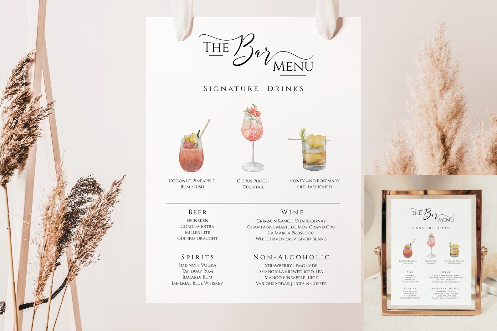 Bar Menu Template DIY Bar Menu Wedding Drink Menu Downloadable Template ...