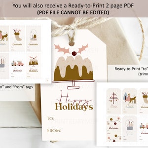 Printable Christmas Gift Tags Boho Set of 8 | Christmas Tags | Boho ...