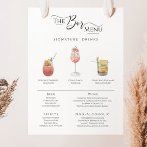 Bar Menu Template DIY - Bar Menu Wedding - Drink Menu - Downloadable ...